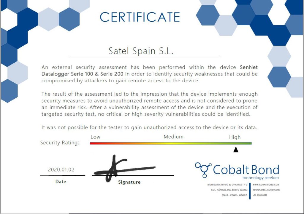 Certificado Ciberseguridad SenNet IoT | Sennet IOT